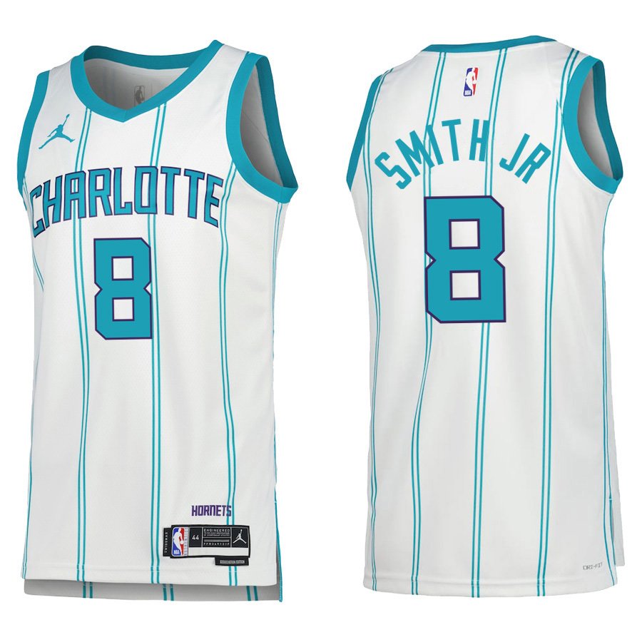 #8 Nick Smith Jr. White Stripe Charlotte Hornets Stitched Jersey