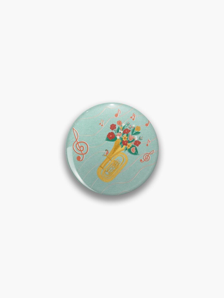 All about that brass, tuba, flowers, music, birds Pin