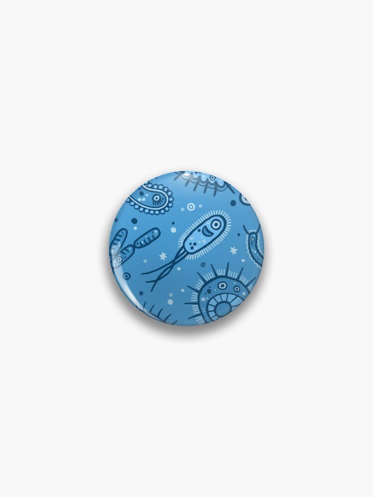 Cartoon Microbes - Blue Pin