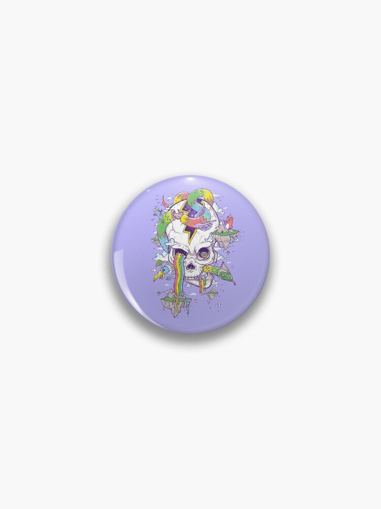 Flying Rainbow skull Island Pin
