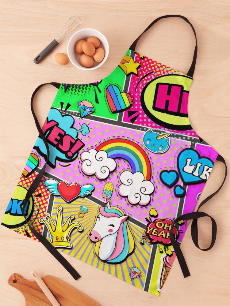 Colorful Girly Comic Book Pop Art Apron