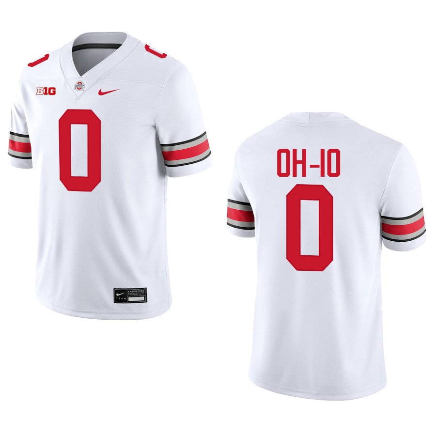 Men's & Youth Ohio State Buckeyes #0 OH-IO White Stitched Jersey
