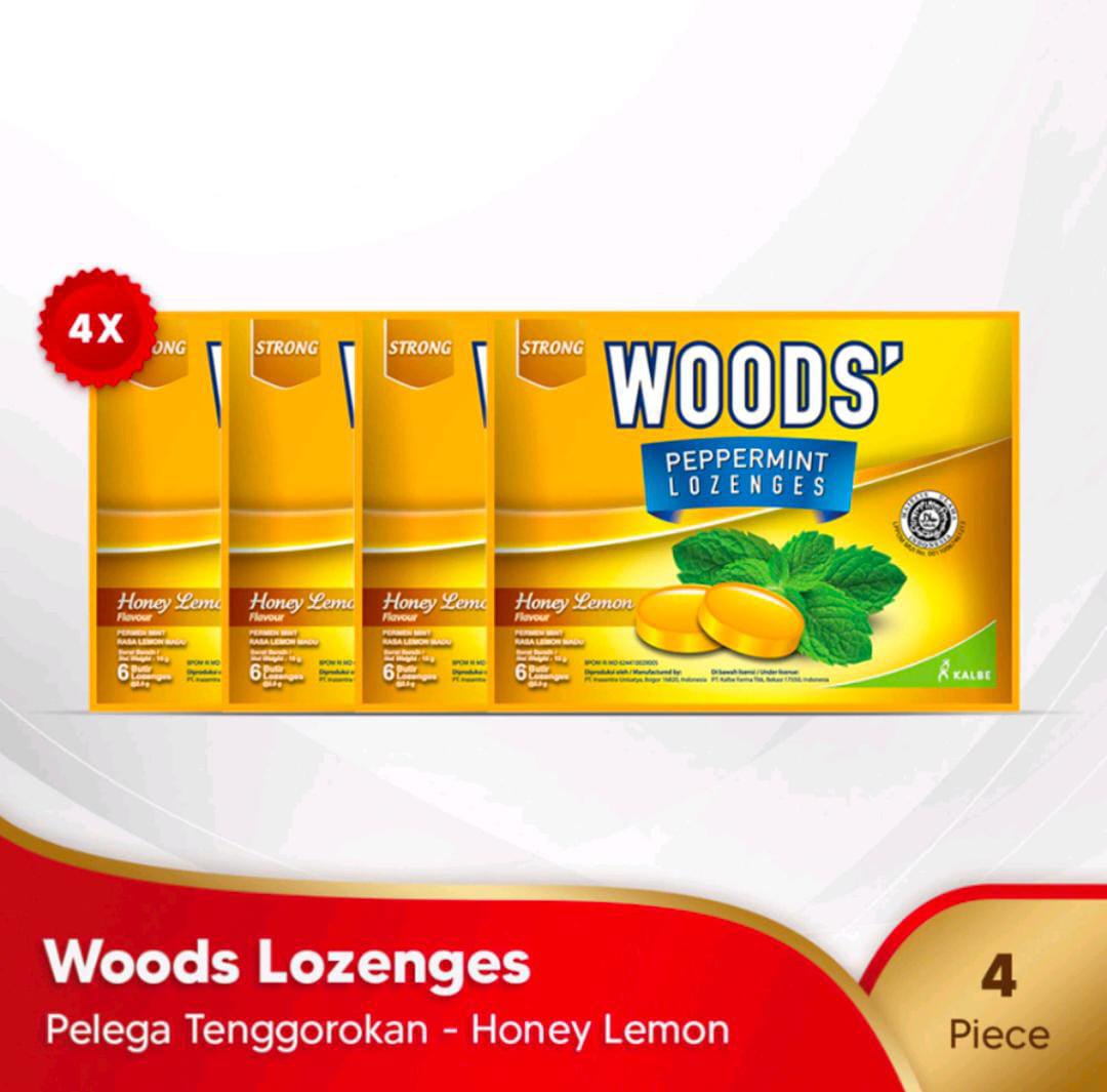 4x Woods Lozenges Honey Lemon- freshens the throat