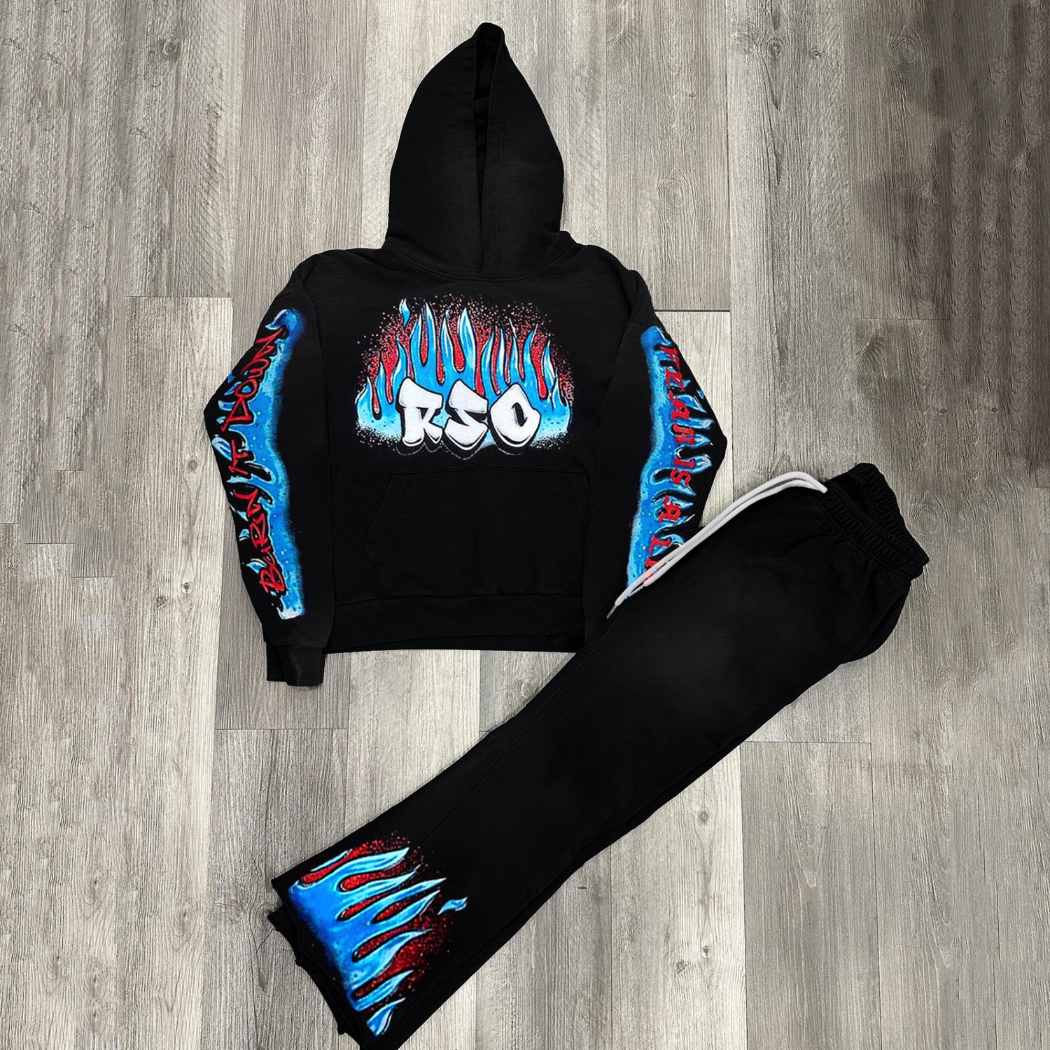 The Blue Flame Graffiti Stacked Flare Tracksuit