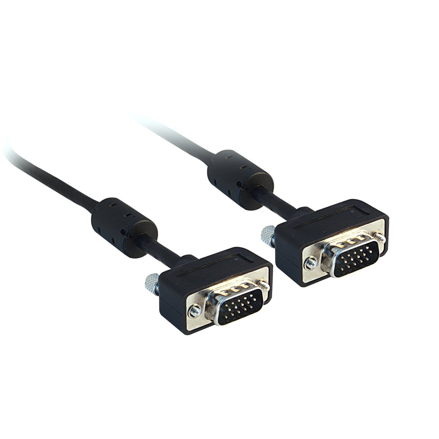 50FT Slim SVGA Cable with Ferrites, Black, HD15 Male, Coaxial Construction