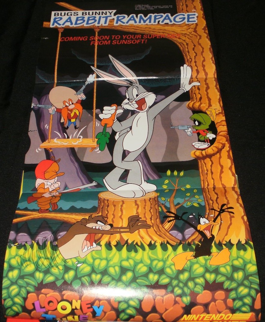 Bugs Bunny Rabbit Rampage Poster - Nintendo Power January, 1994 - Never ...