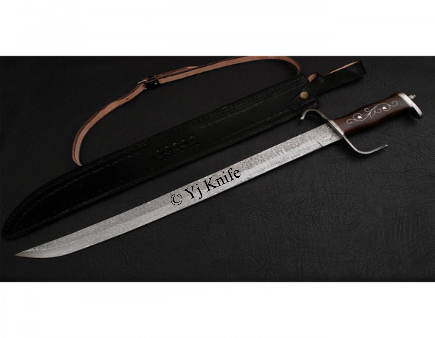 Custom Hand Forged, Damascus Steel Sword 30 inches, Full Tang, Viking ...