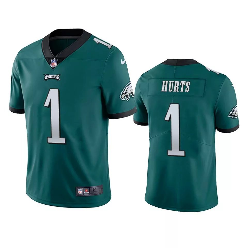 Men & Youth #1 Jalen Hurts Philadelphia Eagles Color Rush Limited Green ...