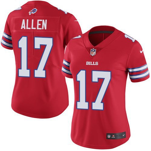 Women's #17 Josh Allen Buffalo Bills Color Rush Limited Red Jersey