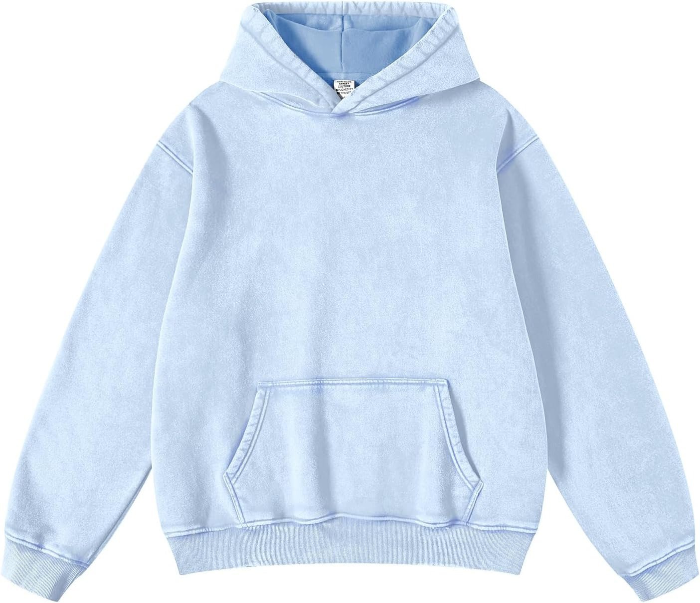 Mens Oversized Hoodie Wash Plush Cotton Hooded Sweatshirt Vintage ...