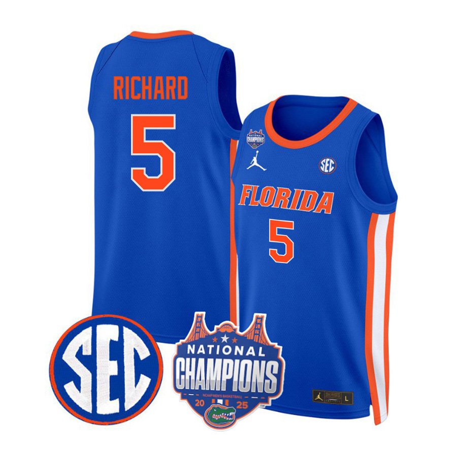 Florida Gators #5 Will Richard Blue 2025 NCAA Champions Stitched Jersey