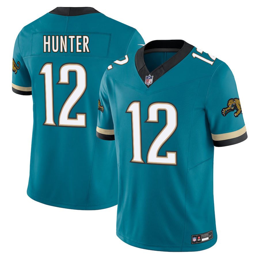Jacksonville Jaguars #12 Travis Hunter Teal Throwback Limited Stitched ...