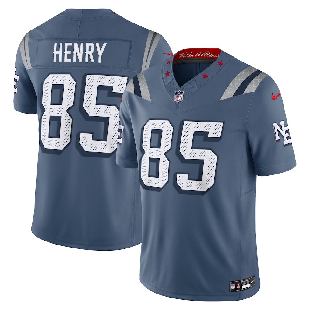 Men's New England Patriots 85 Hunter Henry Rivalries Storm Blue ...