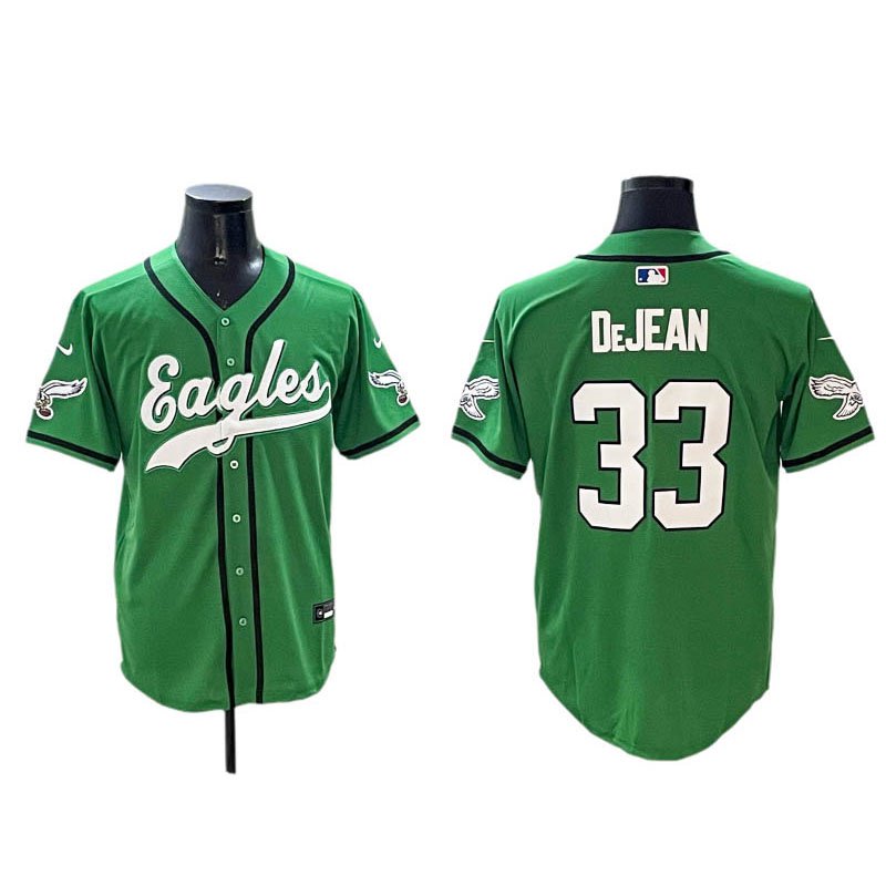 Men's Philadelphia Eagles 33 Cooper DeJean Kelly Green Baseball ...