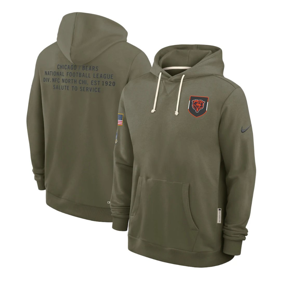 Chicago Bears 2026 Salute to Service Sideline Standard Hoodie - Olive