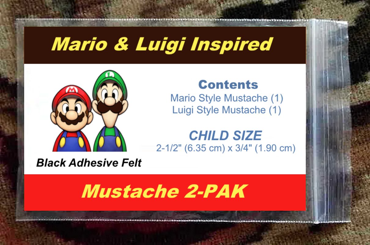 Mario & Luigi Character Inspired Child Size Fake Mustache Set