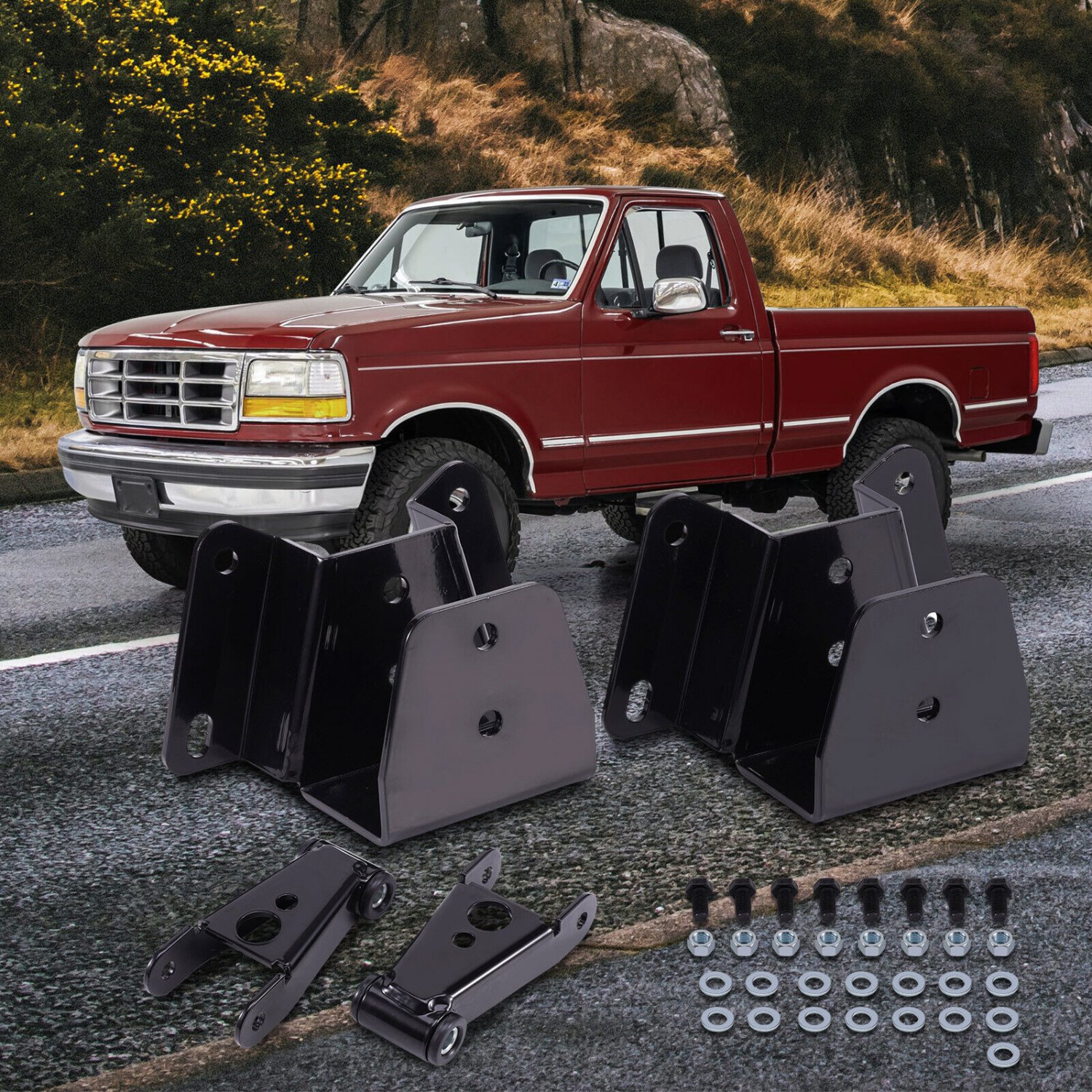 4" Rear Drop Lowering Kit Shackles Hangers For Ford F-150 F-100 2WD ...
