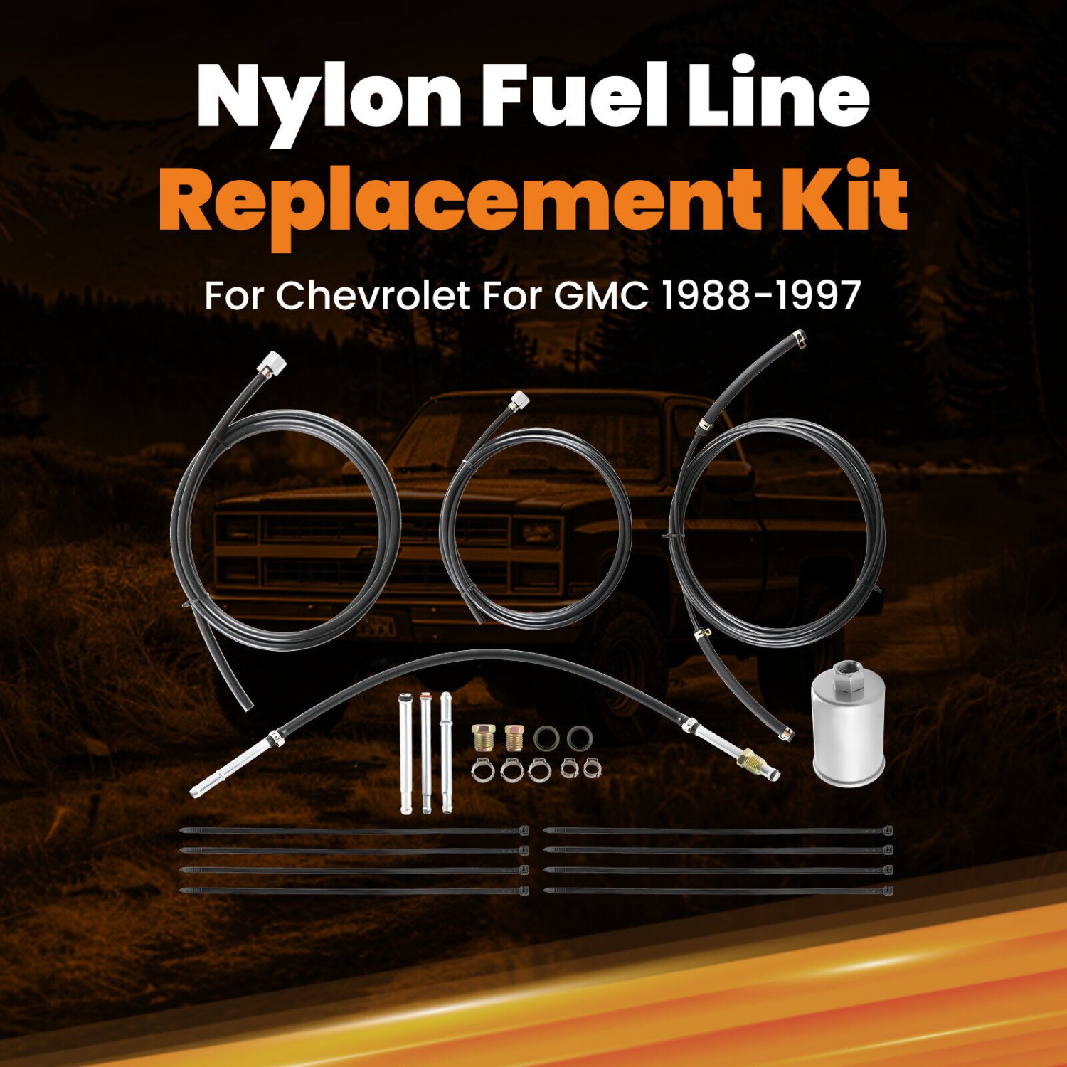 Nylon Fuel Line Replacement Kit For Chevrolet GMC 1988-97 NFR0013 Black
