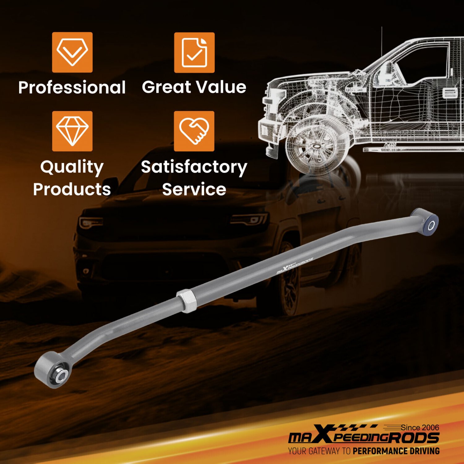 Heavy Duty Adjustable Rear Track Bar For Jeep Wrangler TJ 1997-2006 w/1 ...