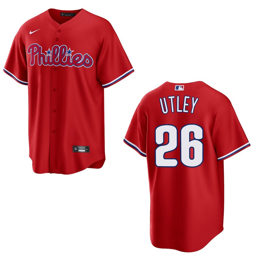 Men's & Youth Phillies #26 Chase Utley Red Stitched Jersey
