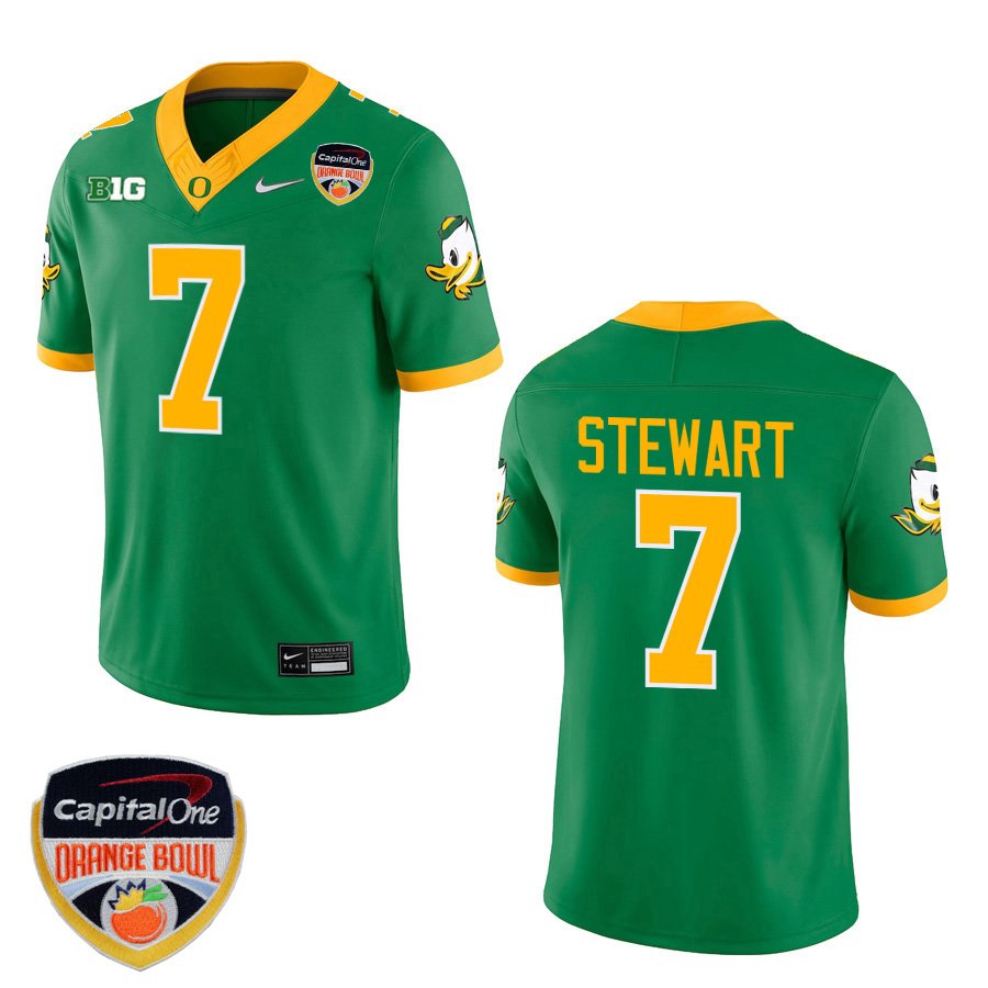 Men's & Youth Oregon Ducks #7 Evan Stewart Green Stitched Jersey Orange ...