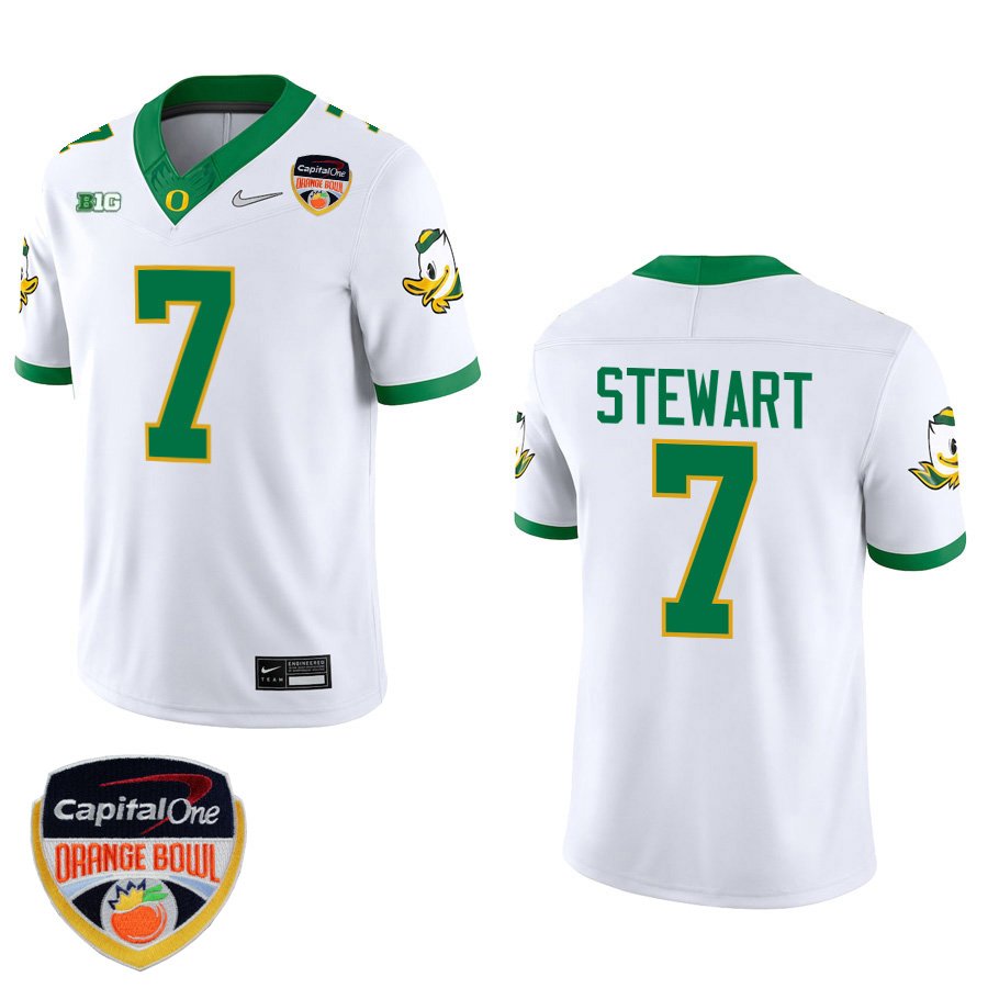 Men's & Youth Oregon Ducks #7 Evan Stewart White Stitched Jersey Orange ...