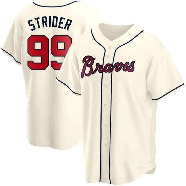Spencer Strider braves 99 baseball jersey cream