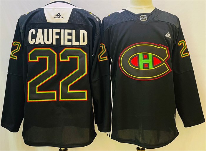 Montreal Canadiens #22 Cole Caufield 2022 Black Warm Up History Night ...