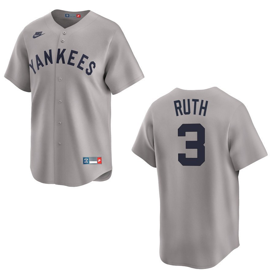 2025 Yankees #3 Babe Ruth Gray Throwback