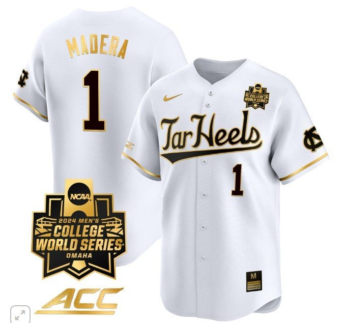 Alex Madera #1 North Carolina Tar Heels College World Series White Gold