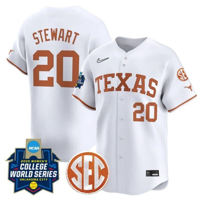 Katie Stewart #20 Longhorns 2025 World Series SEC Patch White