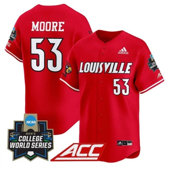 Lucas Moore #53 Louisville Cardinals 2025 World Series Patch Red