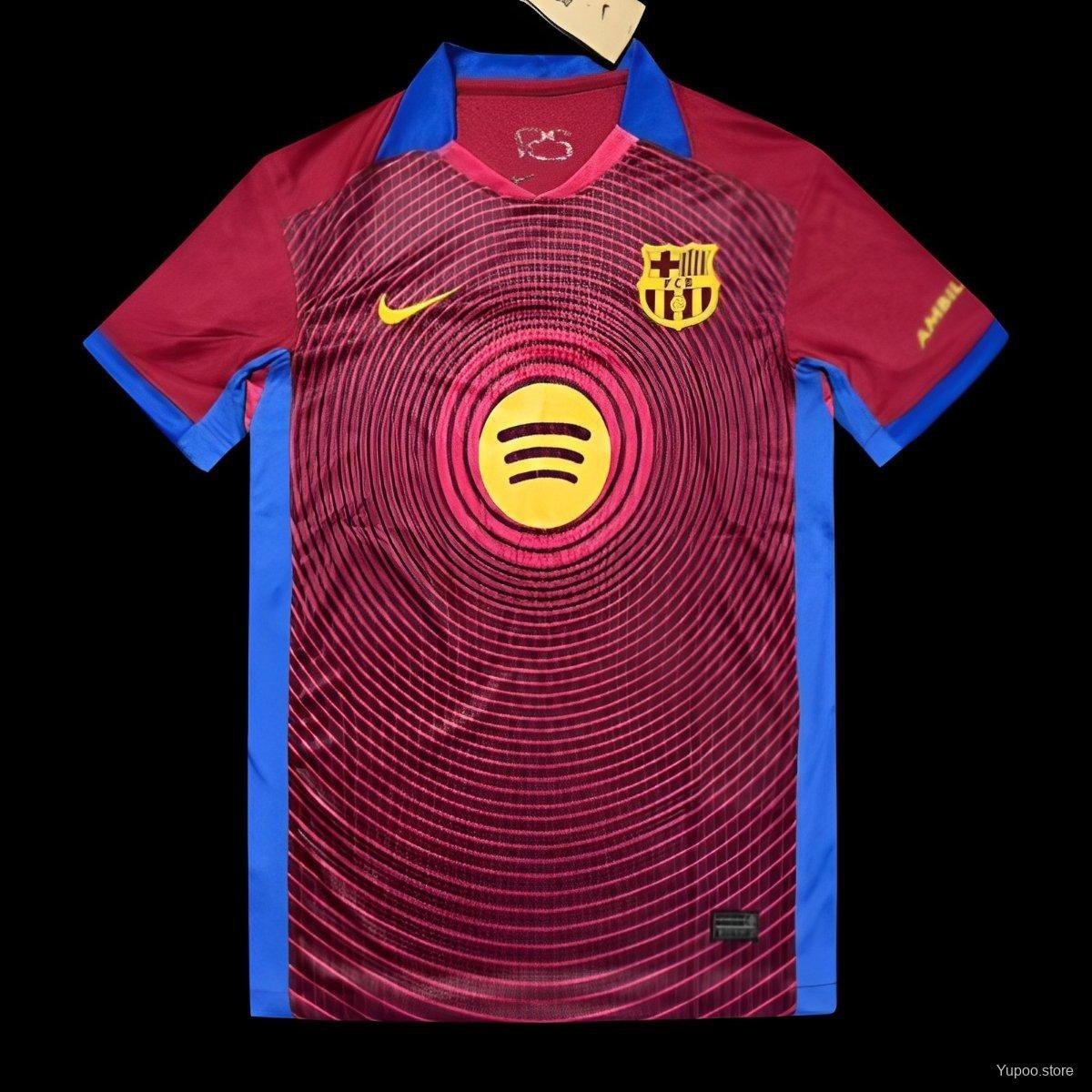 2026 FC Barcelona Burgundy with Circular Sound Wave Pattern Adult ...
