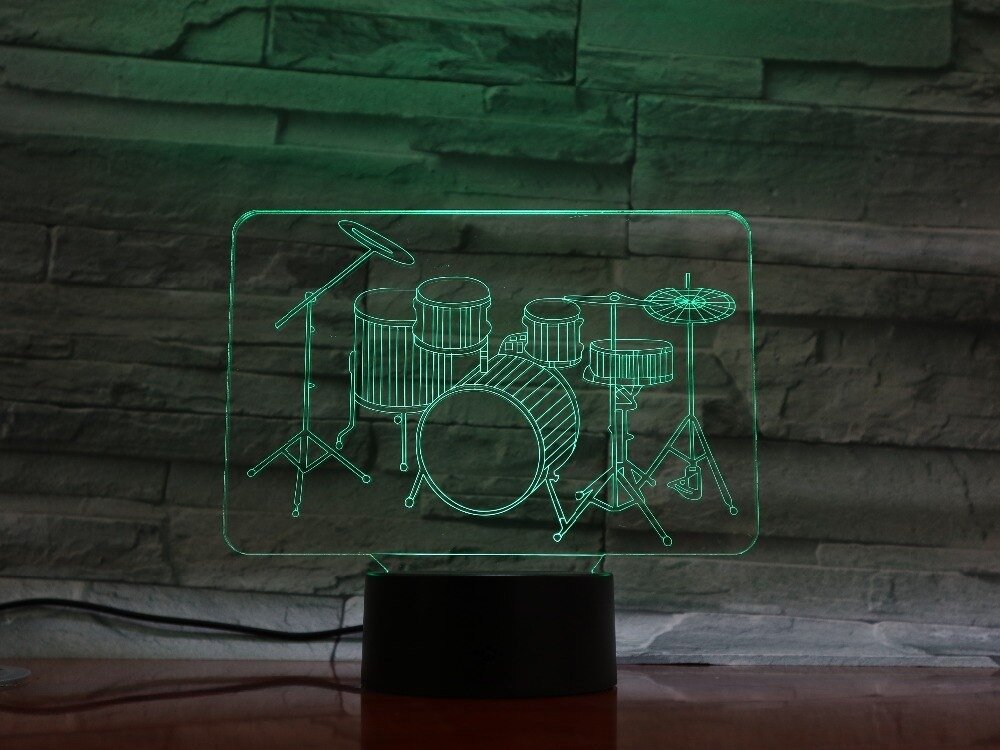 2D Acrylic Music Drum Set 3D Optical Illusion Mood Light 7 Colors ...