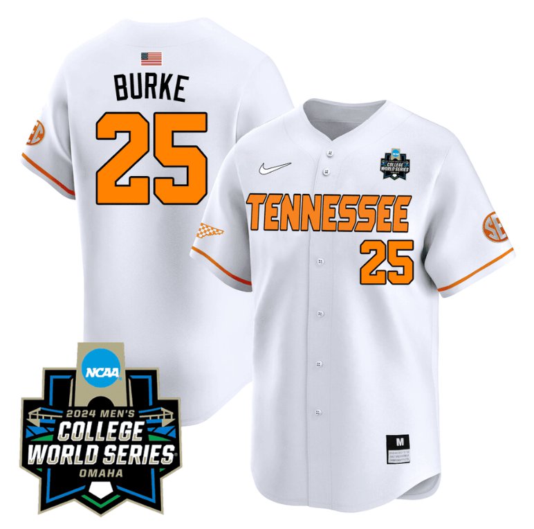 Blake Burke Jersey #25 Tennessee Volunteers 2024 College World Series ...