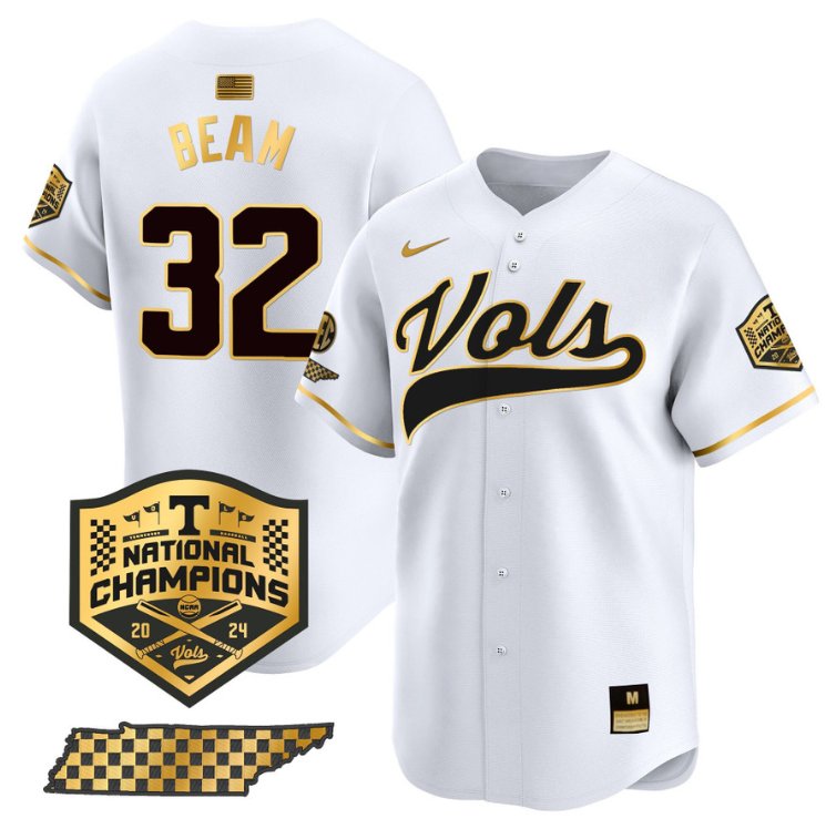Drew Beam Jersey #32 Tennessee Volunteers Baseball 2024 Champions Vapor ...
