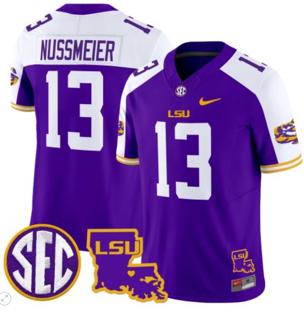 Garrett Nussmeier Jersey #13 LSU Tigers 2024 Louisiana Patch Vapor ...