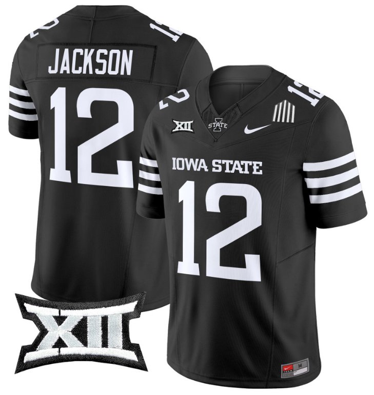 Jaylon Jackson Jersey #12 Iowa State Cyclones 2025 Stitched Black