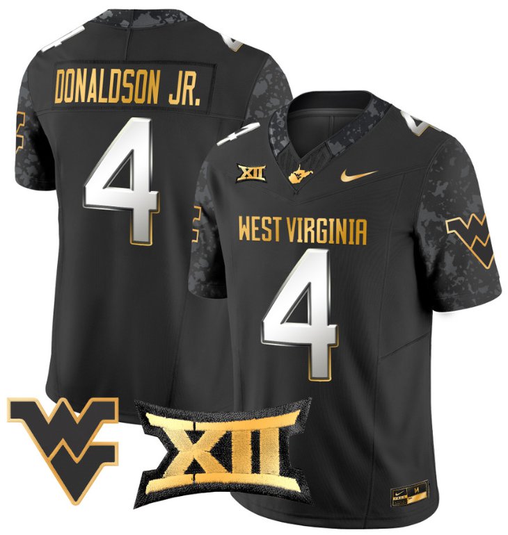 CJ Donaldson Jr Jersey #4 West Virginia Mountaineers Gold Vapor ...
