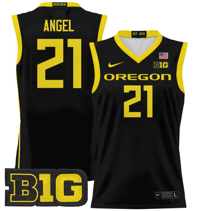 Brandon Angel Jersey #21 Oregon Ducks 2024 Lightweight Basketball Black