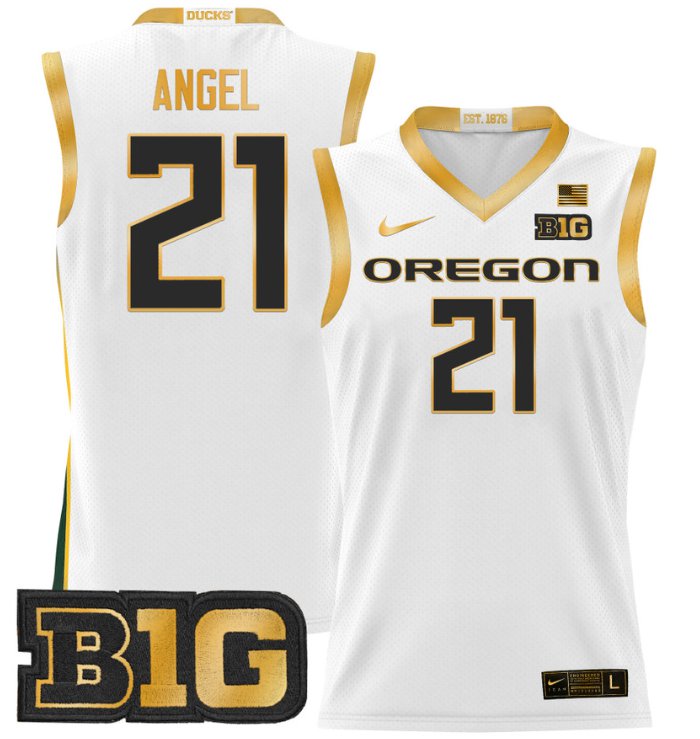 Brandon Angel Jersey #21 Oregon Ducks 2024 Lightweight Basketball White ...