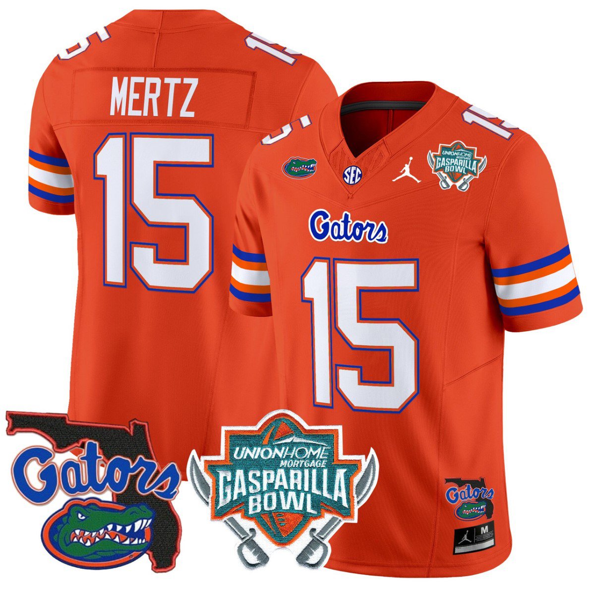 Graham Mertz Jersey #15 Florida Gators 2025 Gasparilla Bowl Patch Orange