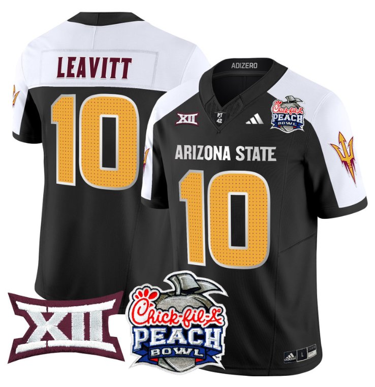 Sam Leavitt Jersey #10 Arizona State Sun Devils 2025 Peach Bowl Black ...