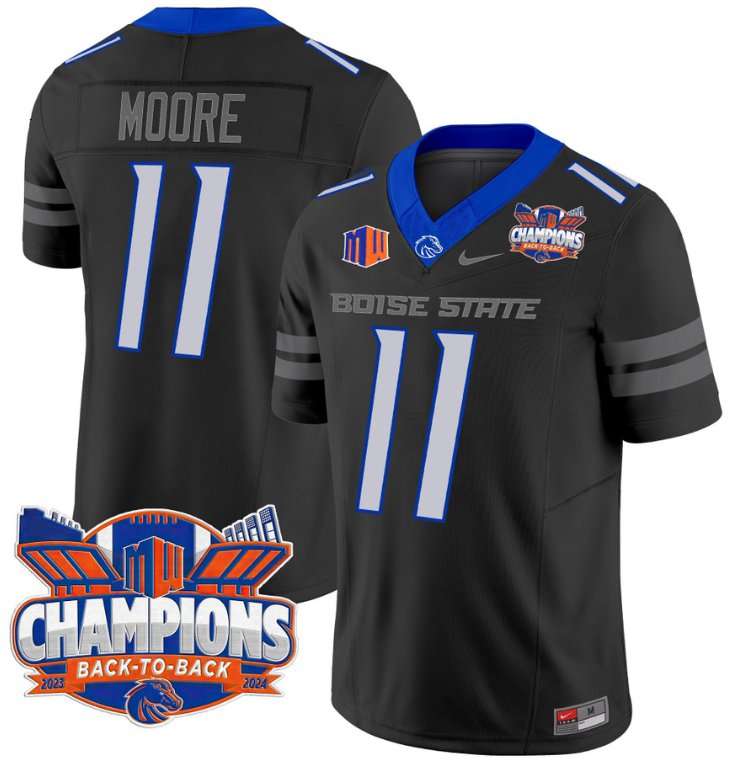 Kellen Moore Jersey #11 Boise State Broncos Back To Back Champions Black