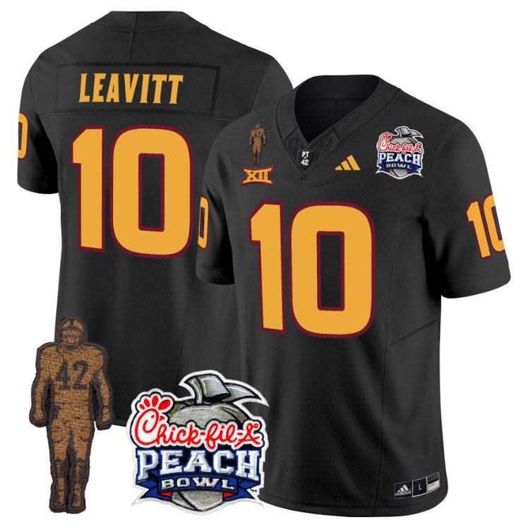 Sam Leavitt Jersey #10 Sun Devils Pat Tillman Peach Bowl Patch Black