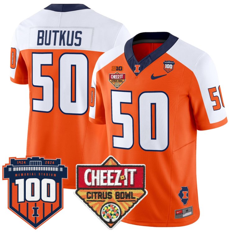 Dick Butkus Jersey #50 Illinois Fighting 2025 Cheez-It Citrus Bowl ...