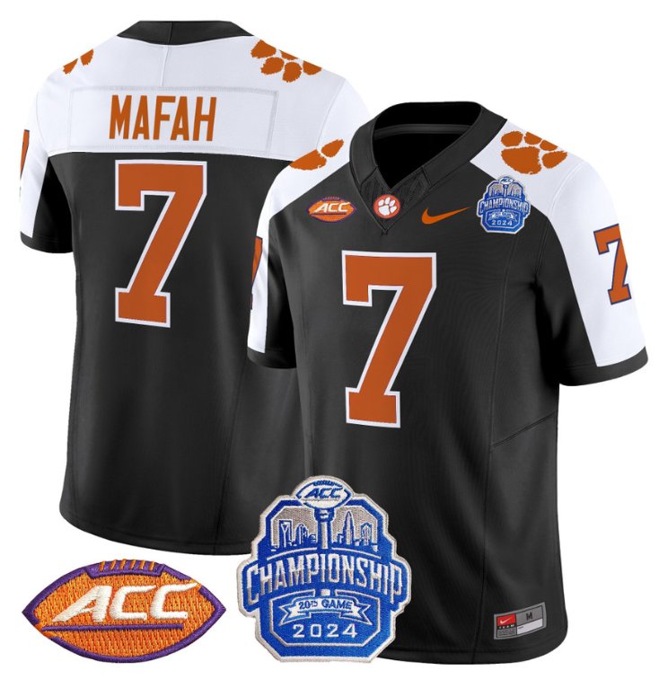 Phil Mafah Jersey #7 Clemson Tigers 2024 ACC Championship Patch Black ...