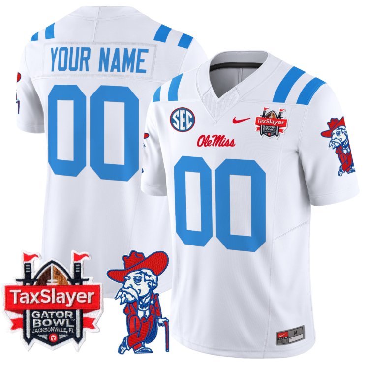 Custom Ole Miss Rebels Jersey 2025 Gator Bowl Patch Vapor Football 2024 ...
