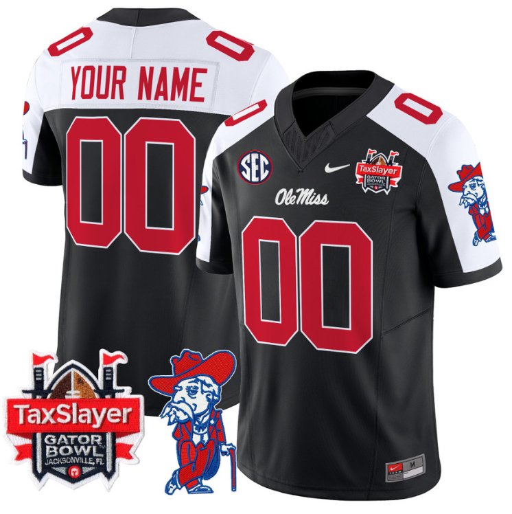 Custom Ole Miss Rebels Jersey 2025 Gator Bowl Patch Vapor Football ...