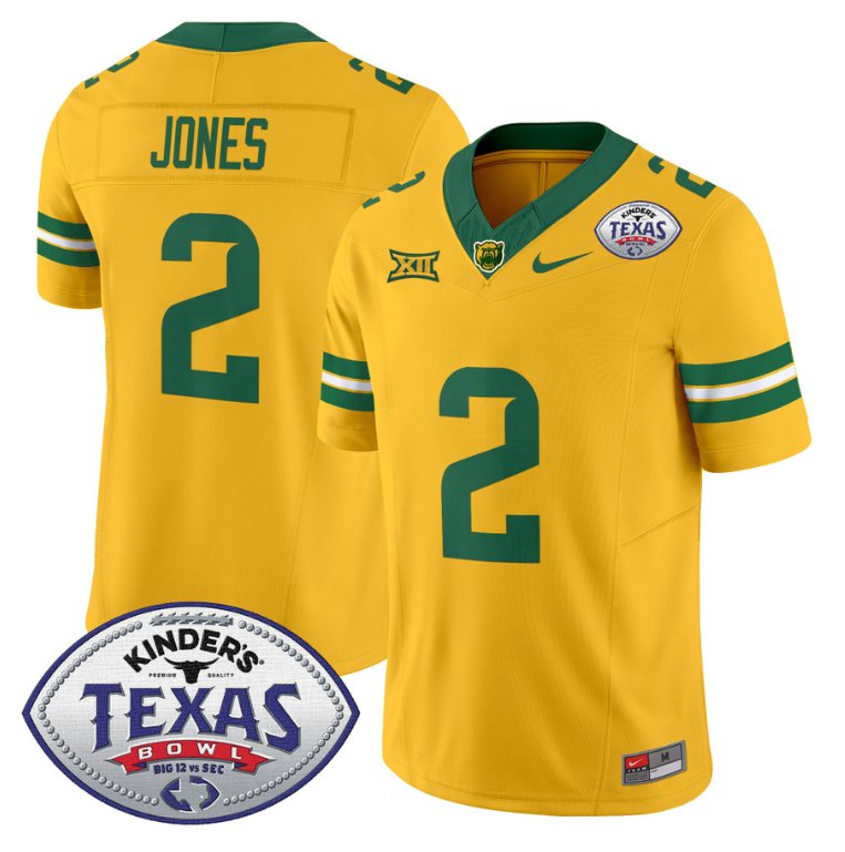 Matt Jones Jersey #2 Baylor Bears 2024 Texas Bowl Football Stitched Gold